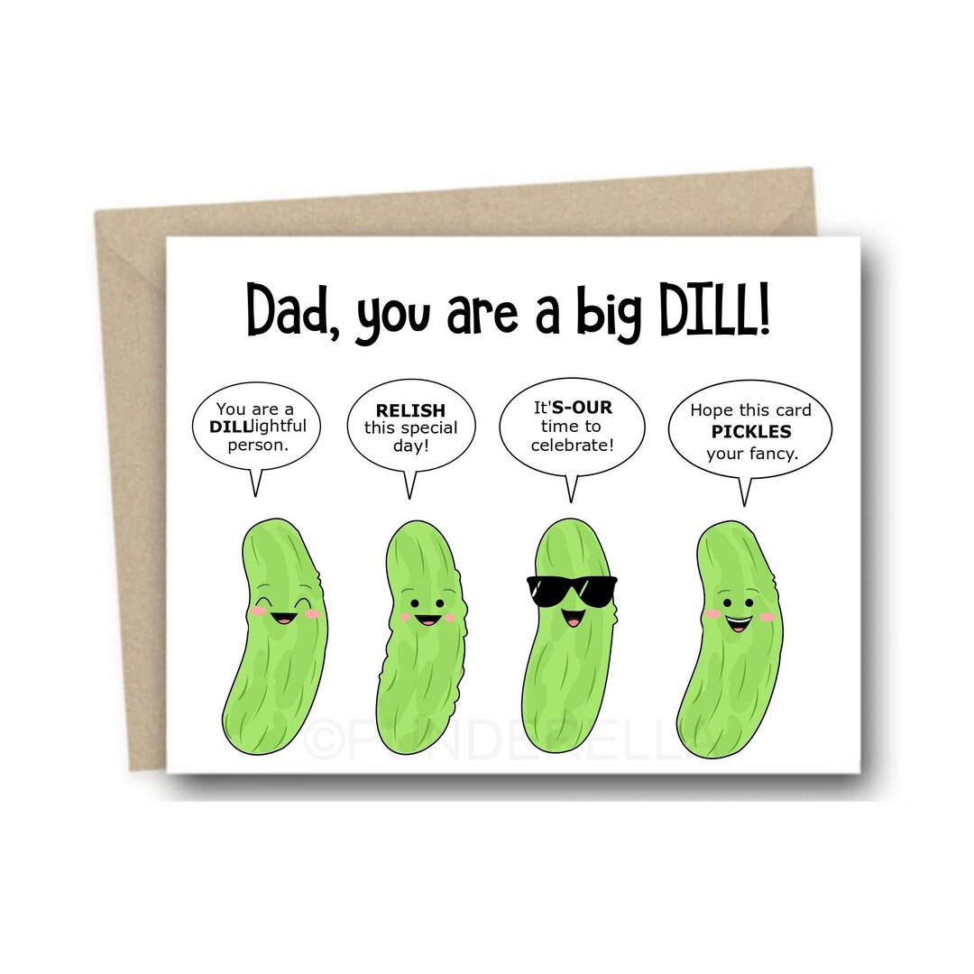 Pickle Father's Day Card Pickle Ball Father Birthday Card Dad Dill Puns ...