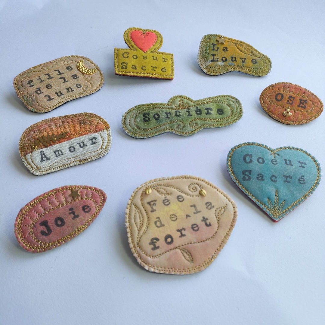 Brooch the Sweetness of Words, Textile Jewel With Message, Embroidered ...