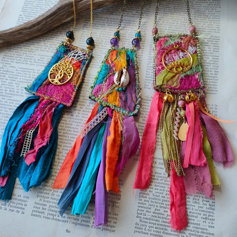 Textile Art Jewelry - Etsy