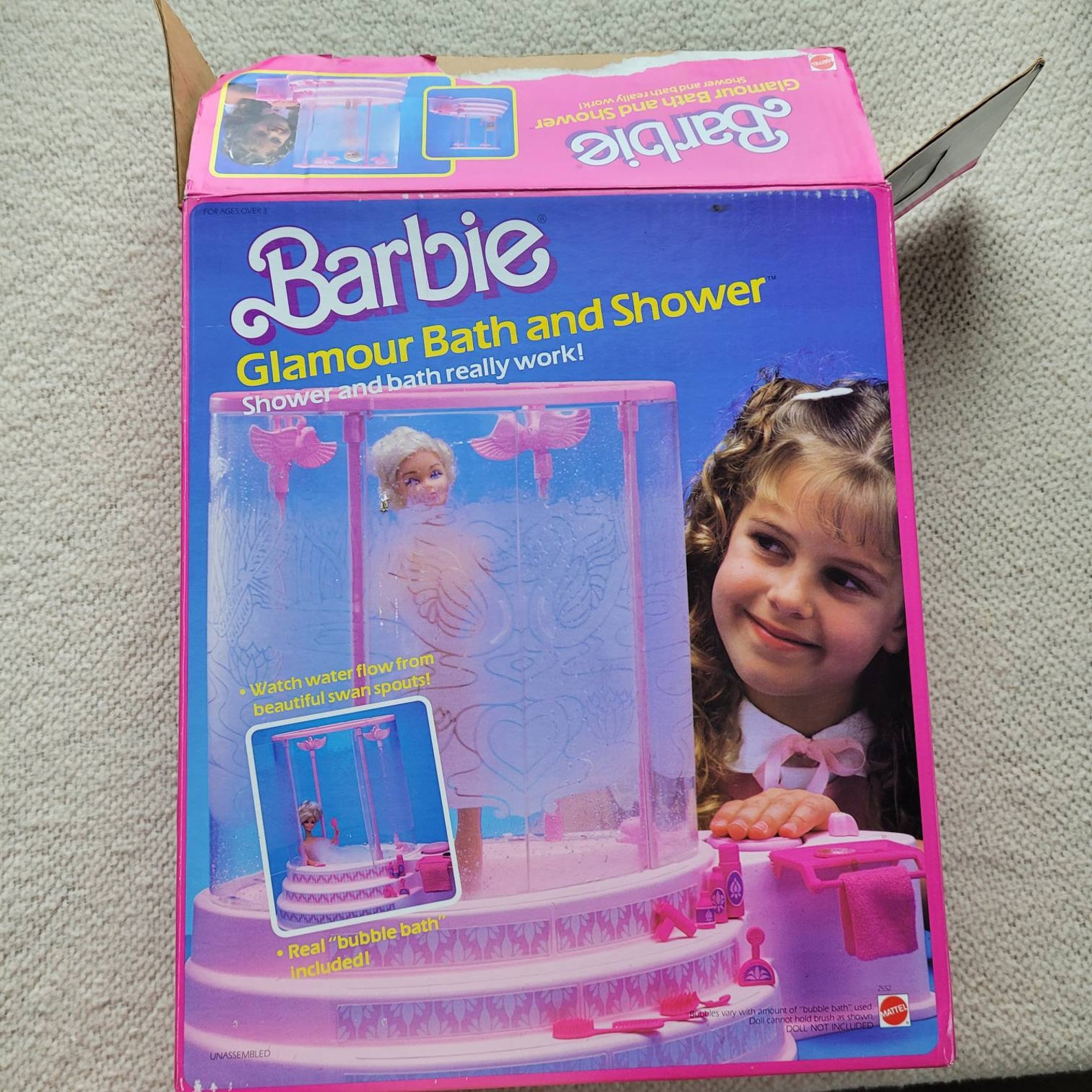 Barbie Doll Glamour Bath & Shower Set With Box 2552 Mattel 1985 Missing ...