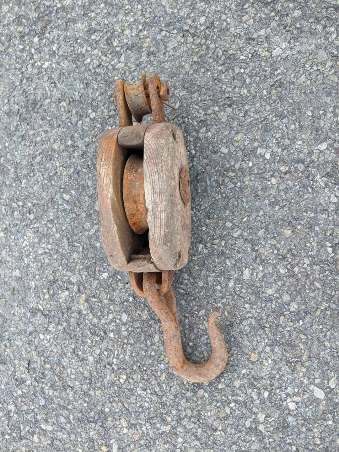Vintage Barn Pulley With Hook Metal and Wood - Etsy