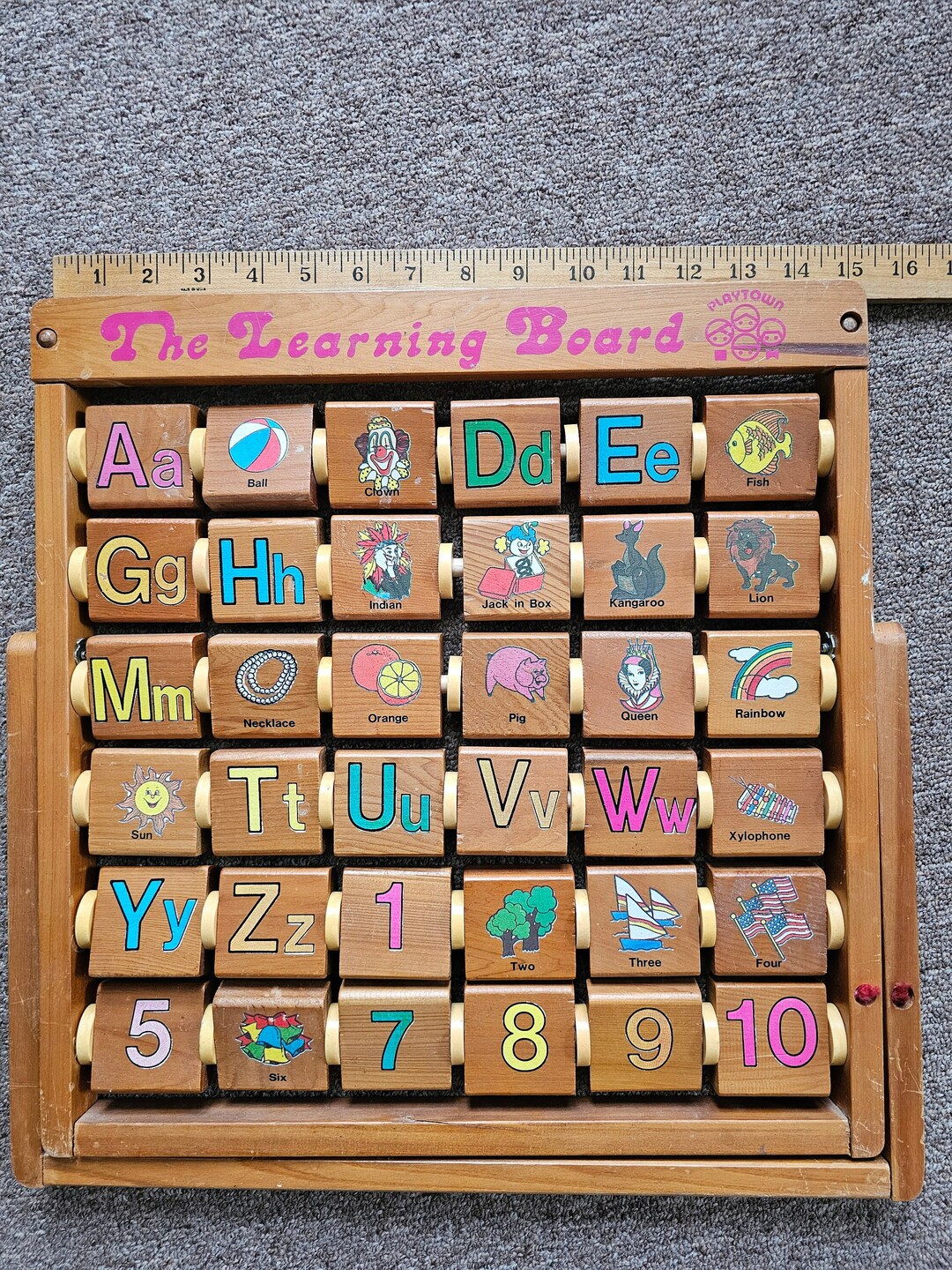 Wooden ABC Learning Board Playtown 16 X 15 - Etsy