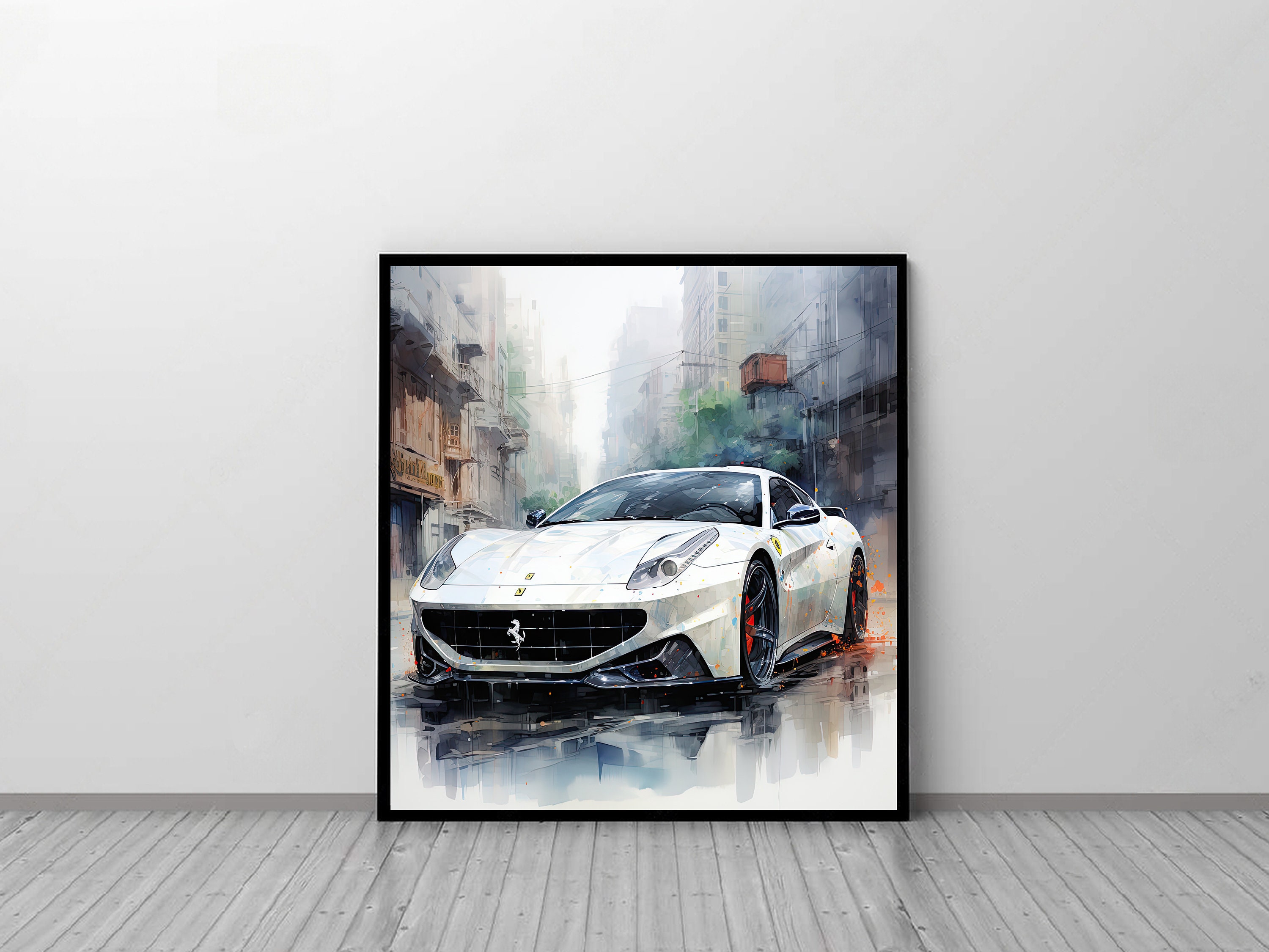 Watercolor Ferrari Set of 5 Prints .PNG, Wall Art Decor Print, Instant ...