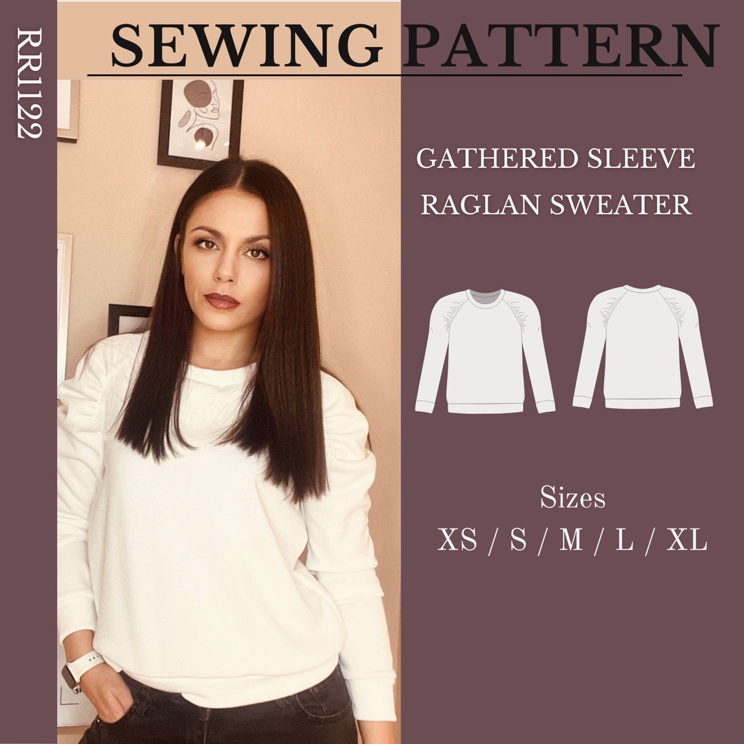 Raglan Long Sleeve Crew Neck Sweatshirt Sewing Pattern for Woman With ...