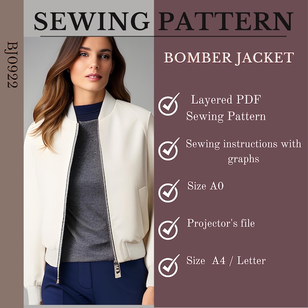 Bomber Jacket Pattern - Etsy