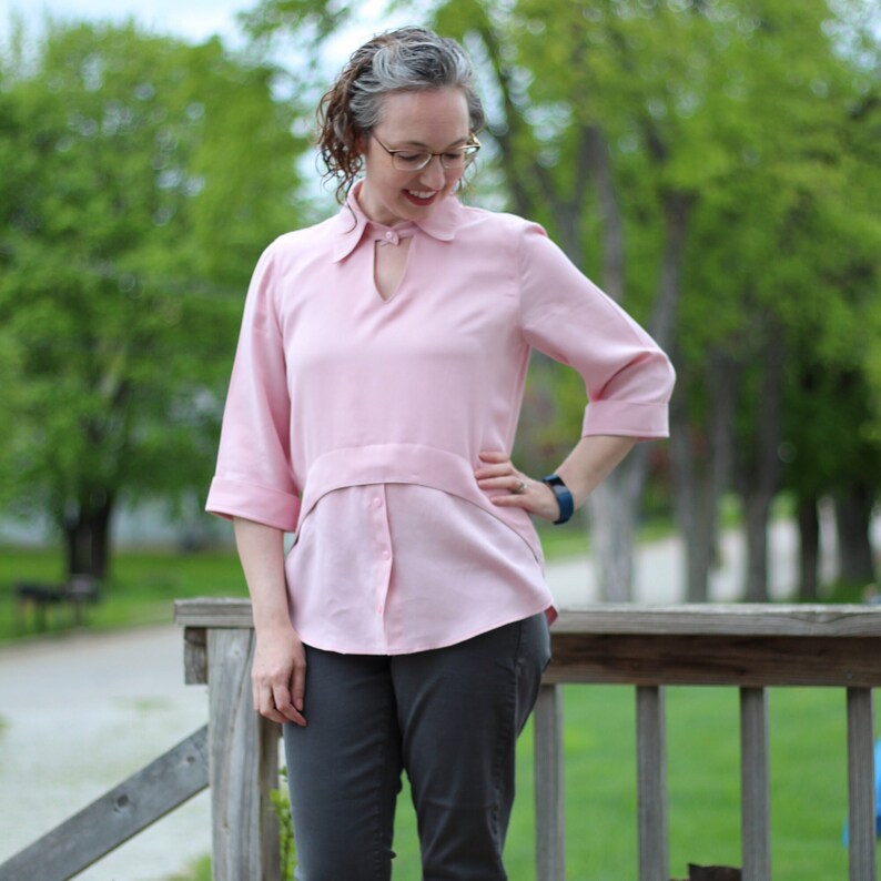 Shirt Sewing Pattern for Woman With Button Down Collar and - Etsy