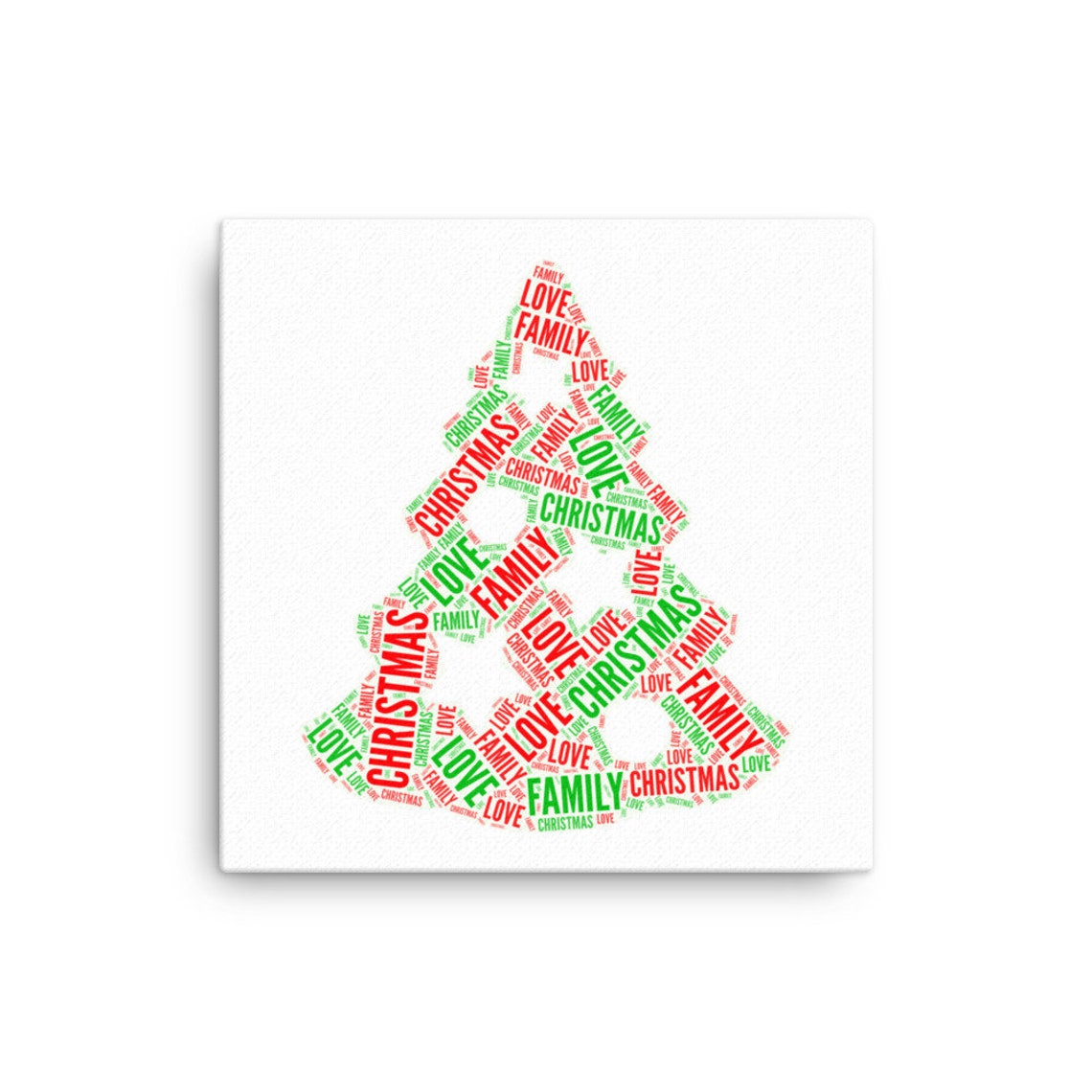 Christmas Tree Word Canvas Art Family Love Christmas Name | Etsy