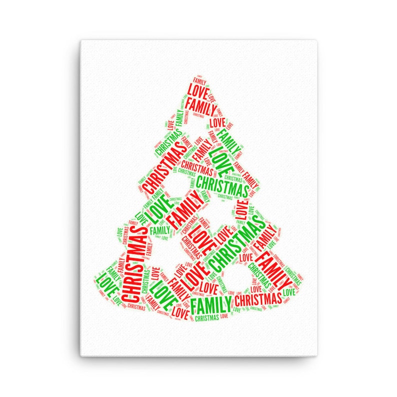 Christmas Tree Word Canvas Art Family Love Christmas Name - Etsy