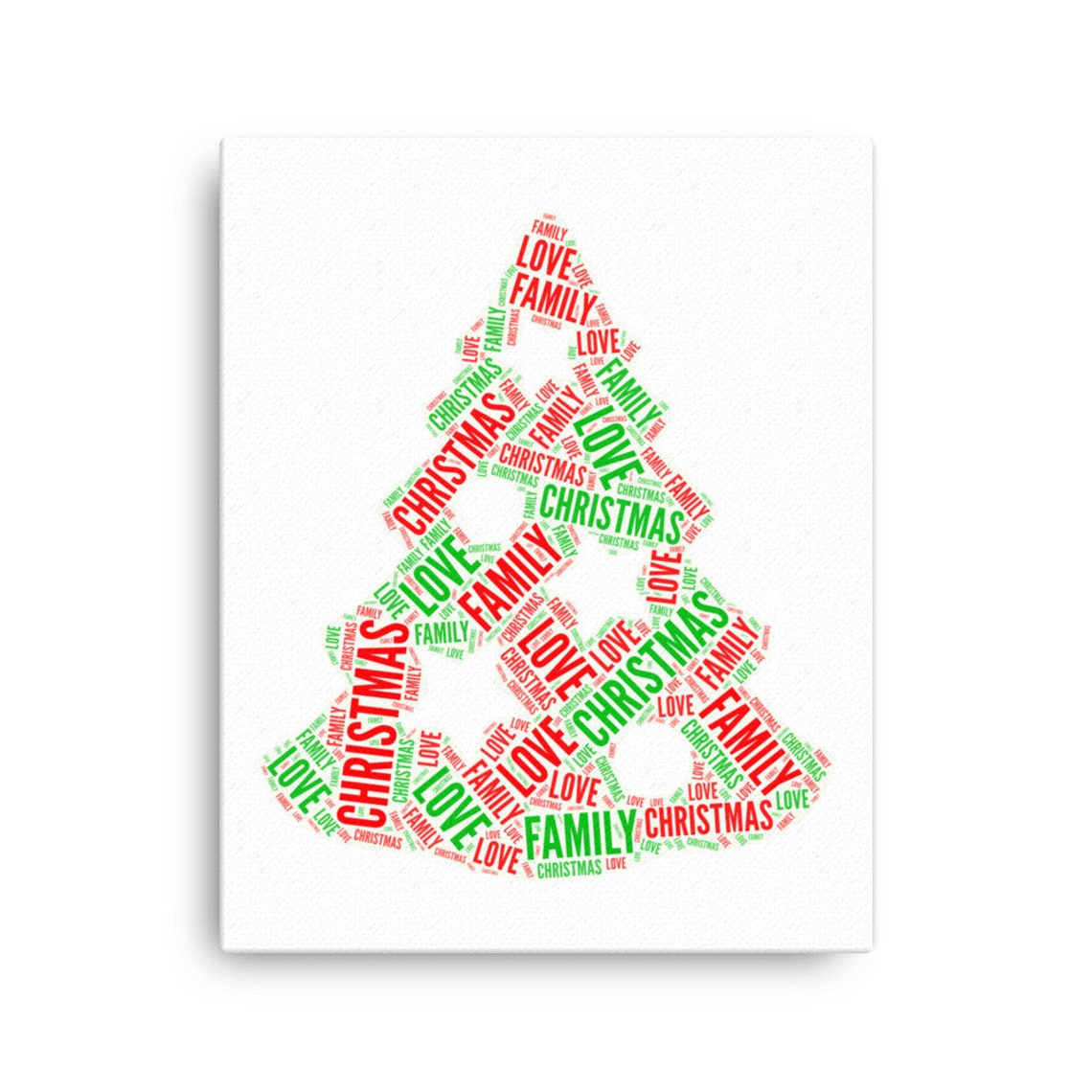 Christmas Tree Word Canvas Art Family Love Christmas Name | Etsy