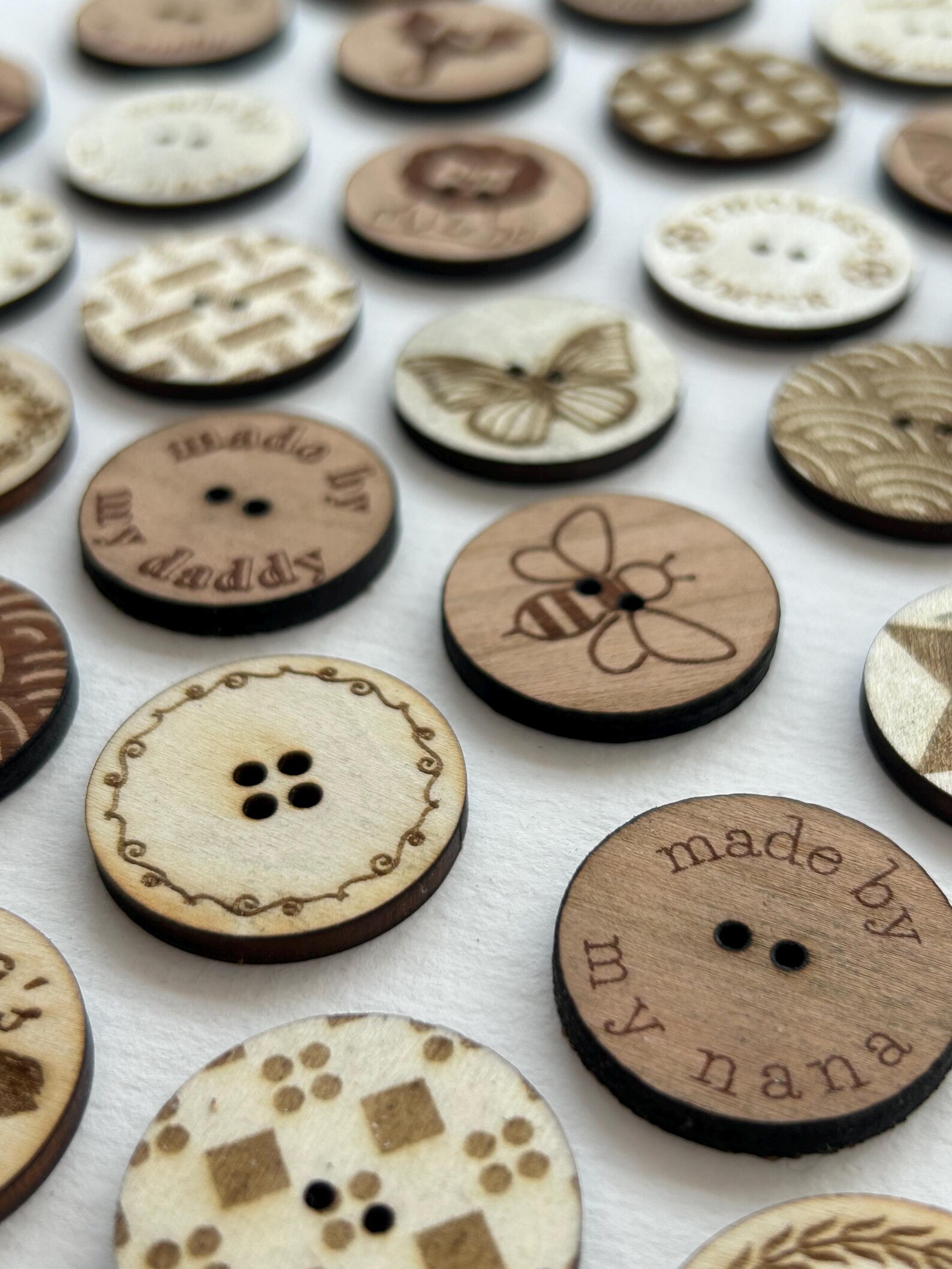 Roman Crown Border Button Basswood | Laser Engraved Button | Buttons ...