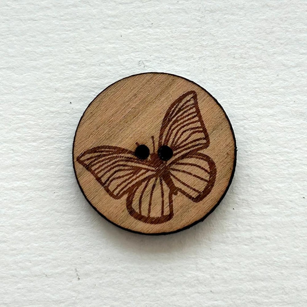 Butterfly Button Cherrywood | Laser Engraved Button | Buttons for ...