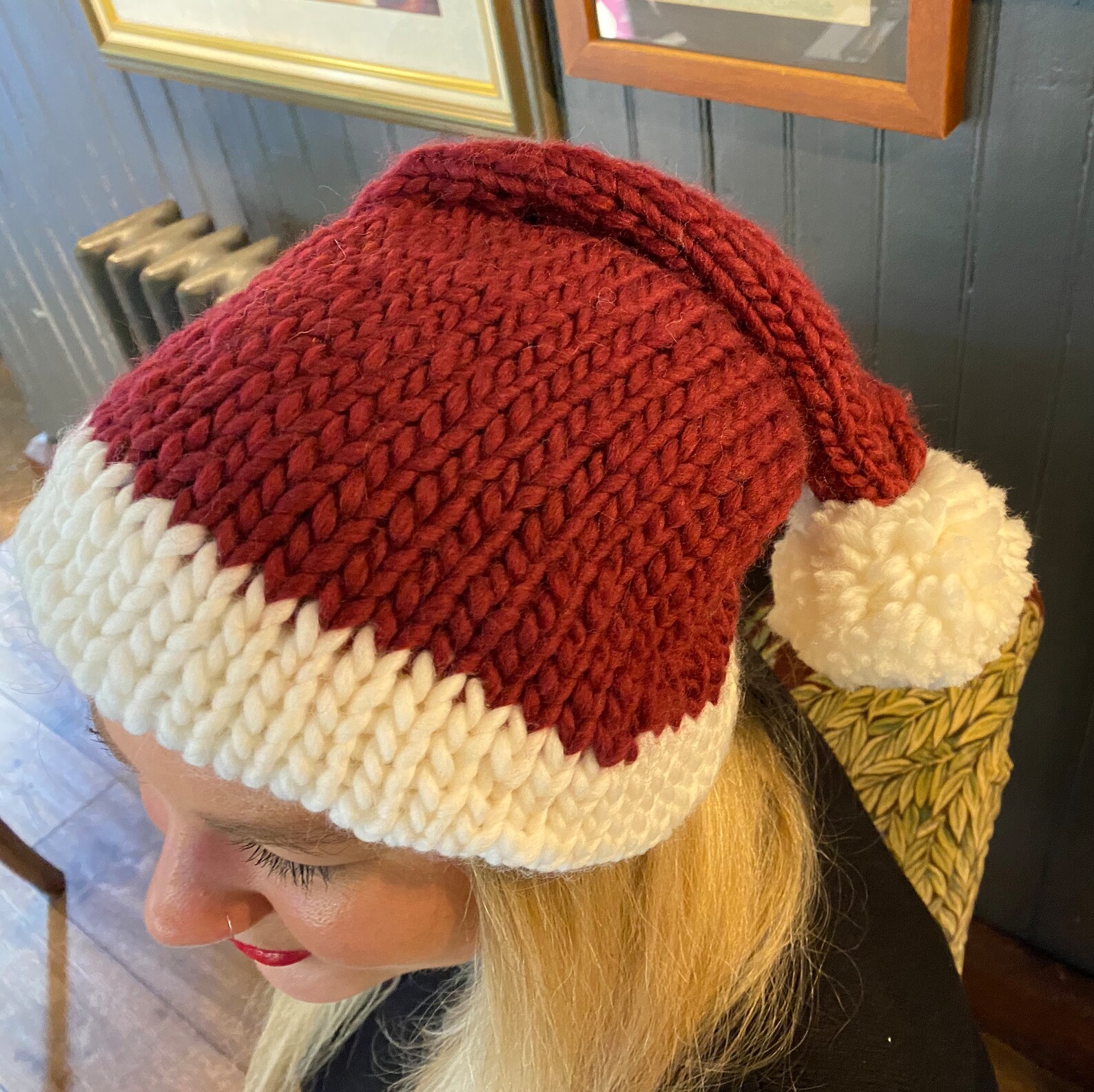 Hand Knitted Super Chunky Santa Hat 100% Merino Wool - Etsy