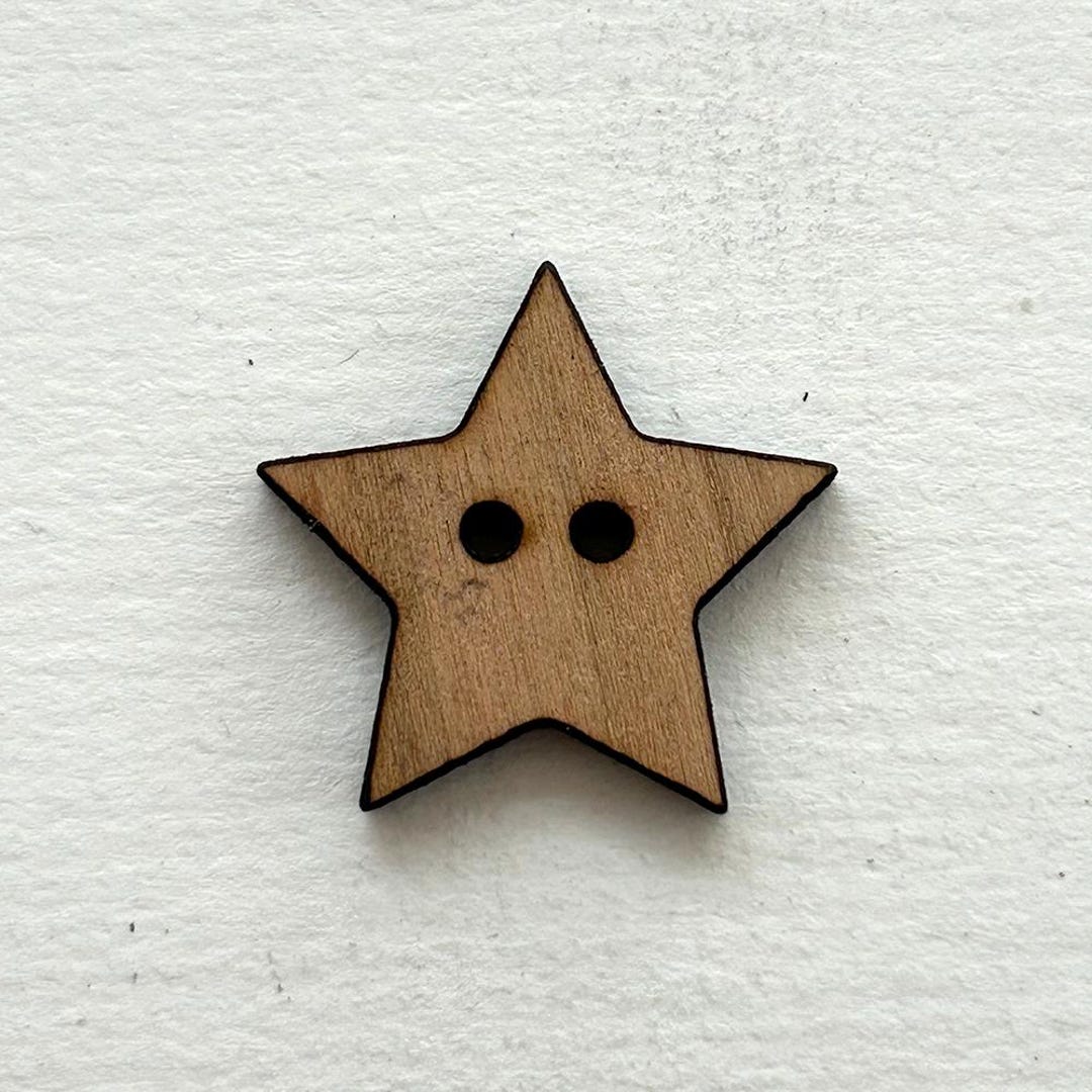 Star-shaped Button Cherrywood | Laser Engraved Button | Buttons for ...