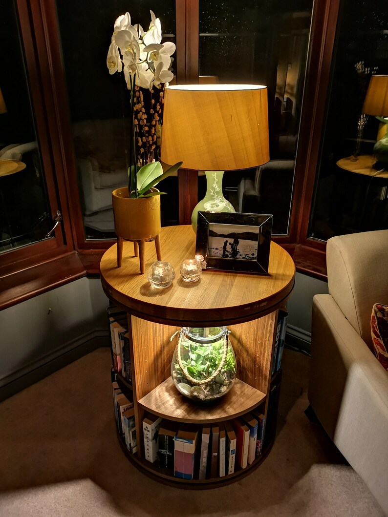 Rotating library/ side table | Etsy