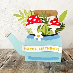 Toadstool Watering Can 3D Pop-up Box Card | Customisable | Unique Fun ...