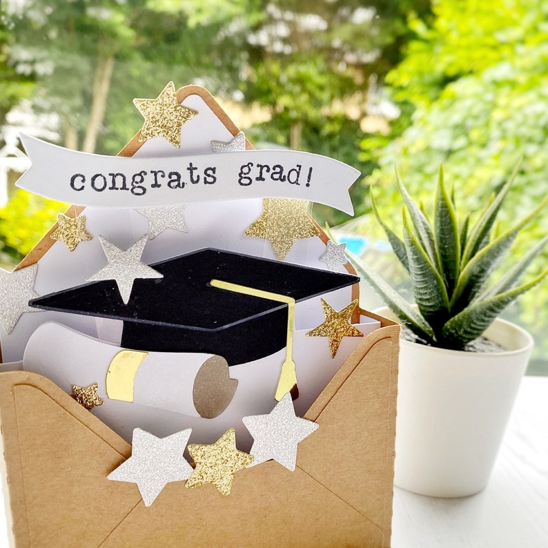 Graduation Pop-up 3D Envelope Box Card | Unique Special Gift Card for ...
