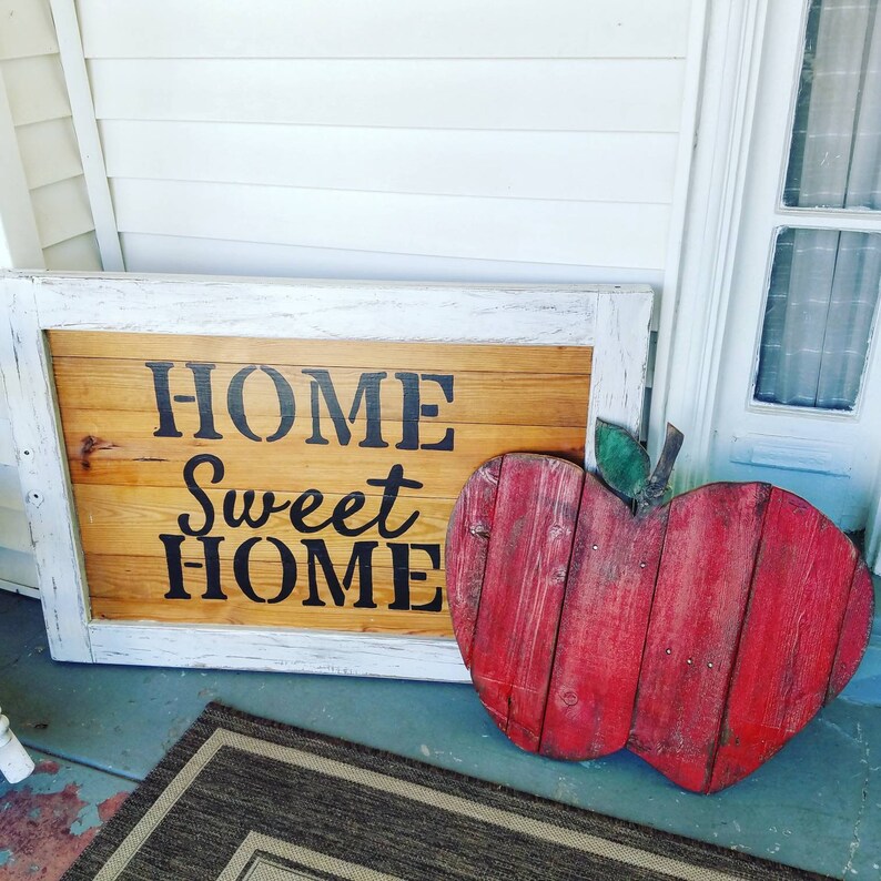 Personalized Rustic Wood Apple Sign Fall Decor Porch Decor | Etsy