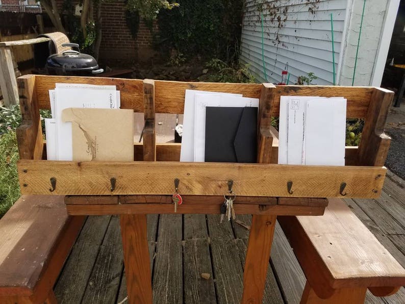 Rustic Wood Mail Organizer Kitchen Shelf Wall Mounted Three | Etsy