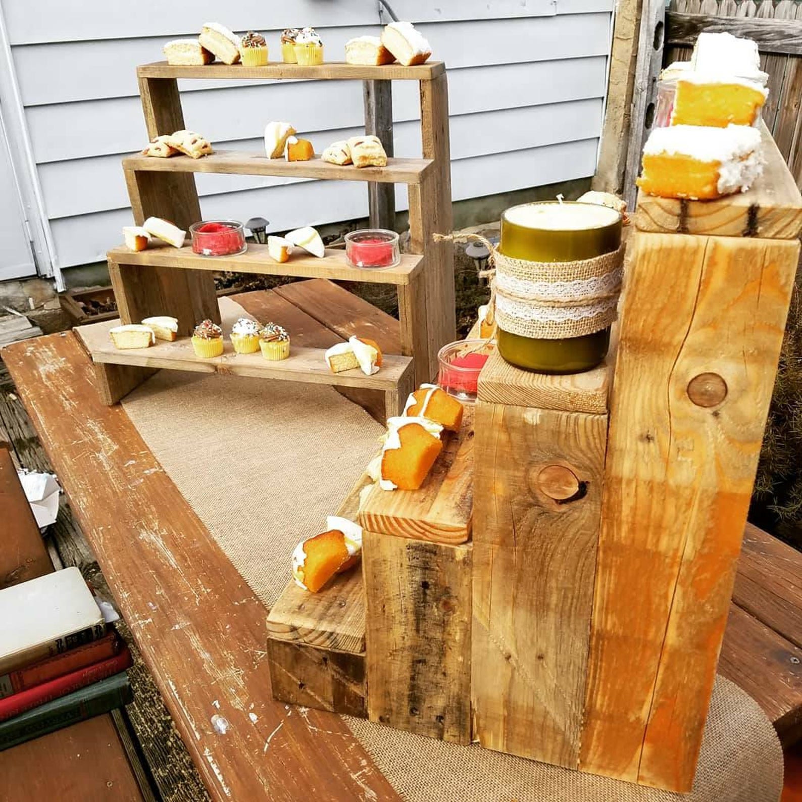 4 Tiered Rustic Reclaimed Wooden Cupcake Display Stand | Etsy