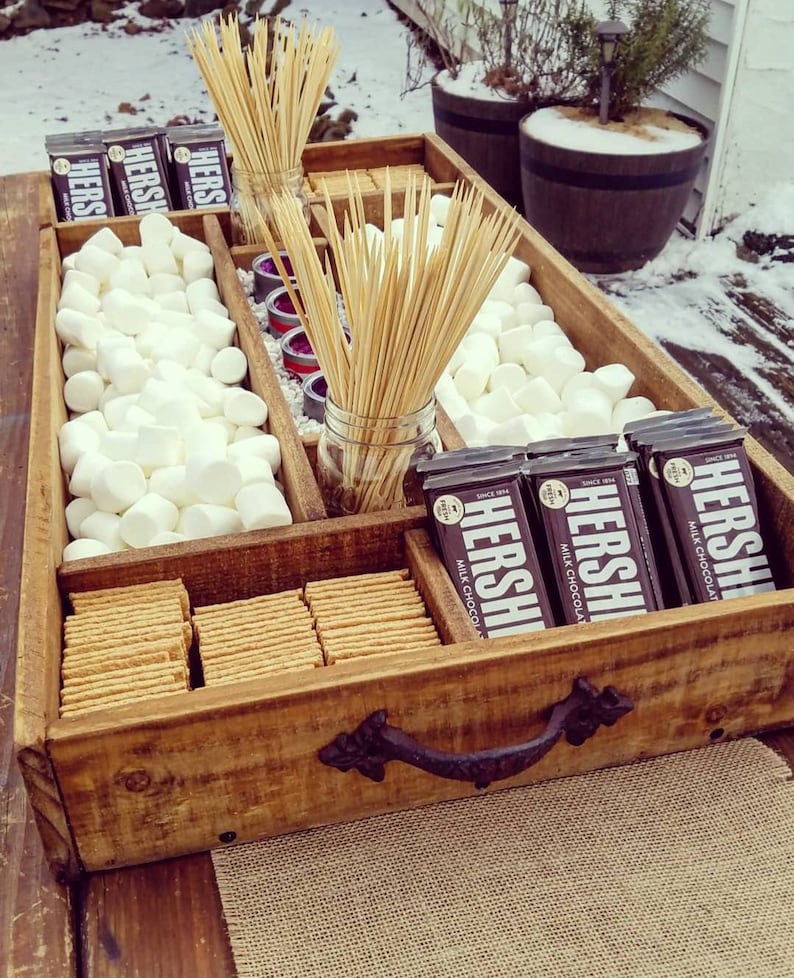 Large Rustic Wood Smores Bar Station Smores S'mores Bar - Etsy