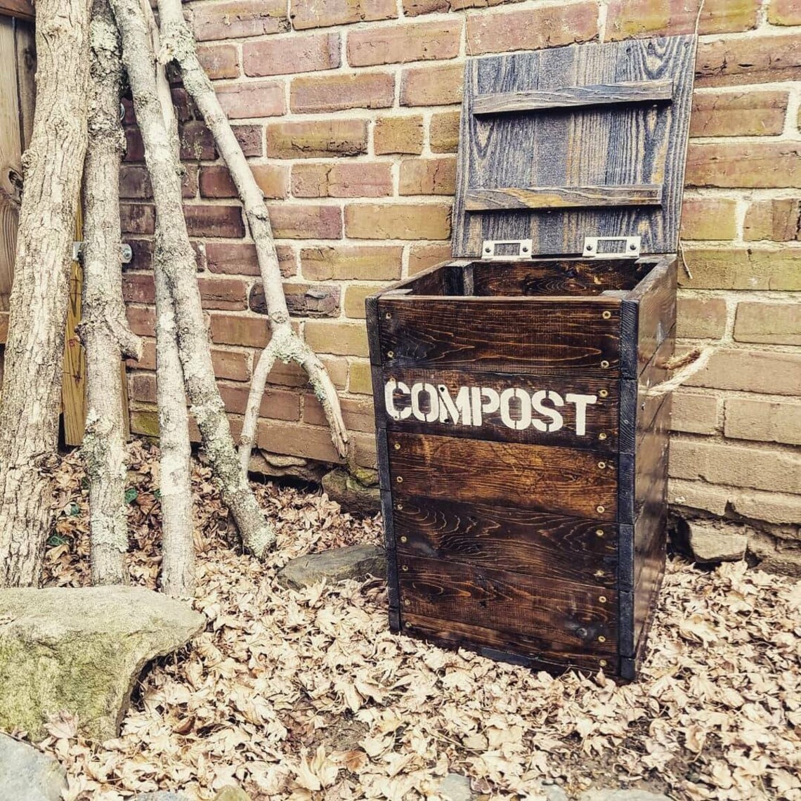 Reclaimed Wood Compost Bin Scrap Box Trash Crate Gardening - Etsy