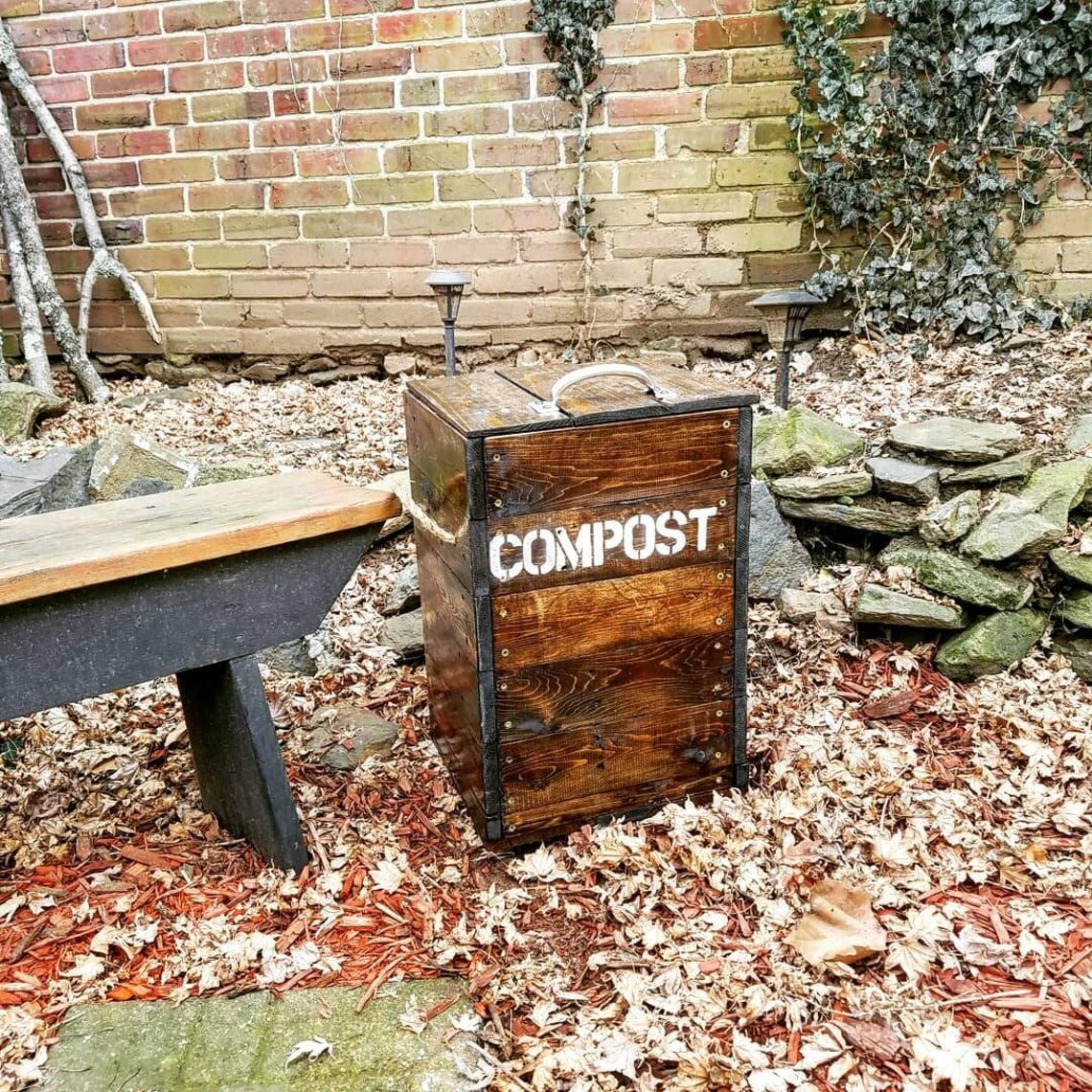 Reclaimed Wood Compost Bin Scrap Box Trash Crate Gardening - Etsy