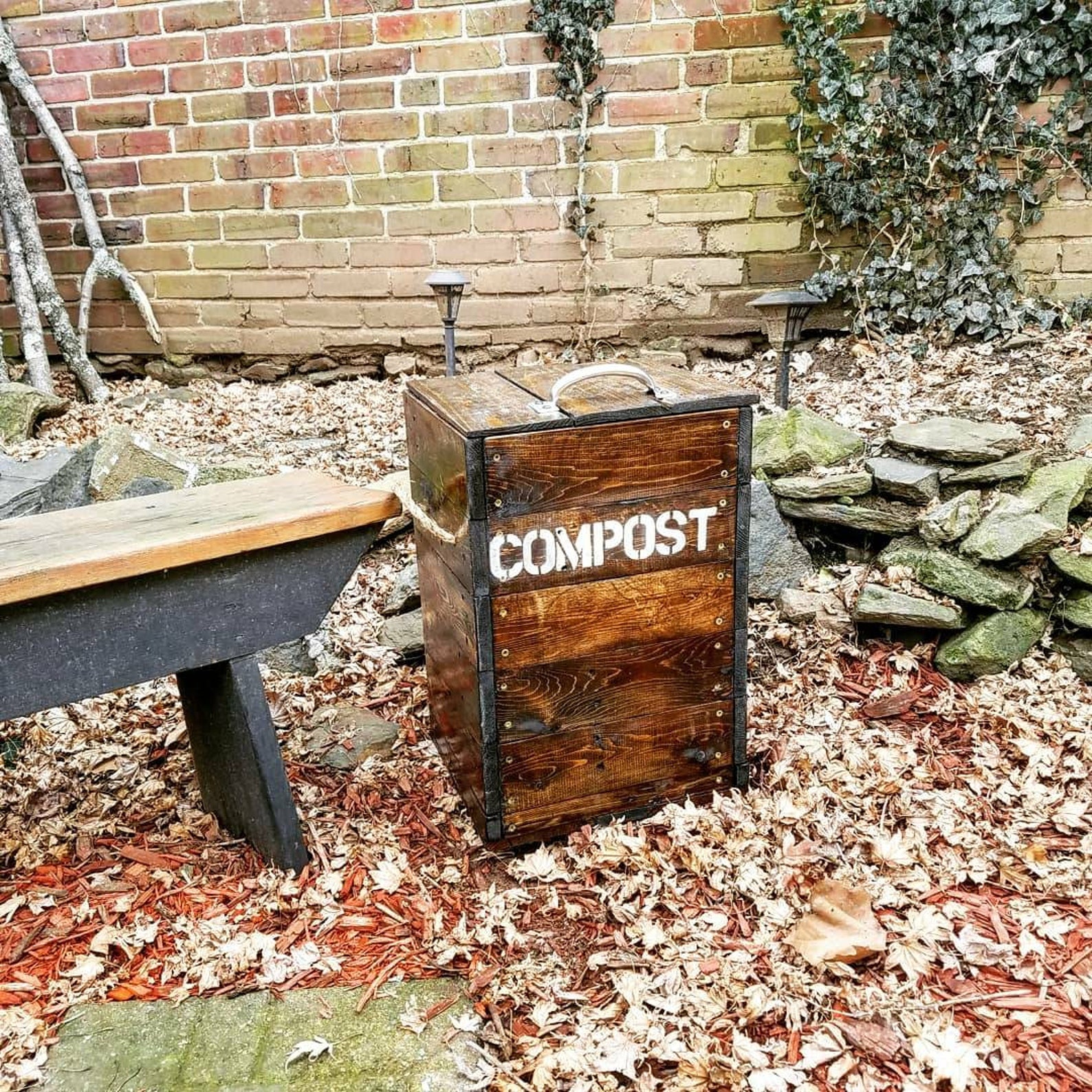 Reclaimed Wood Compost Bin Scrap Box Trash Crate Gardening - Etsy