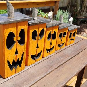Reclaimed Wood Jack-o-lantern, Wood Pumpkin Lantern, Fall Decoration ...