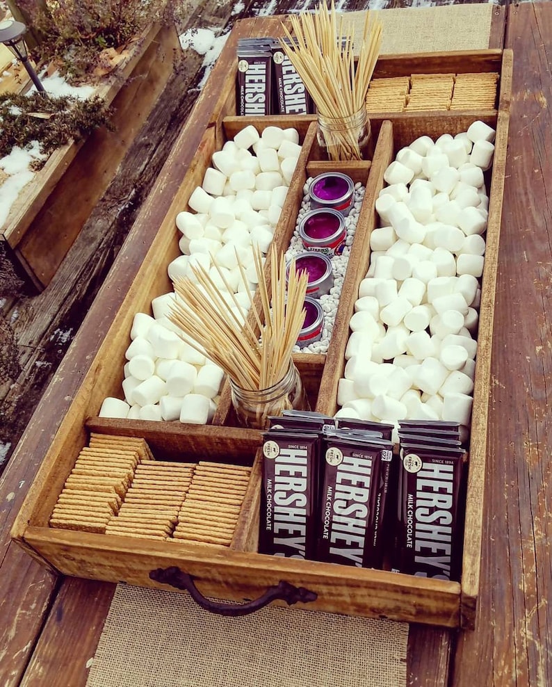 Large Rustic Wood Smores Bar Station Smores S'mores Bar - Etsy