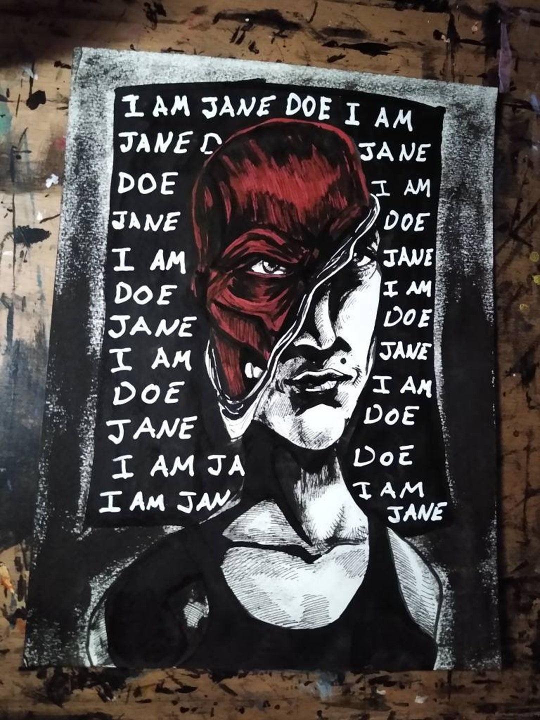 Batman hiding in Plain Sight Jane Doe Portrait original - Etsy