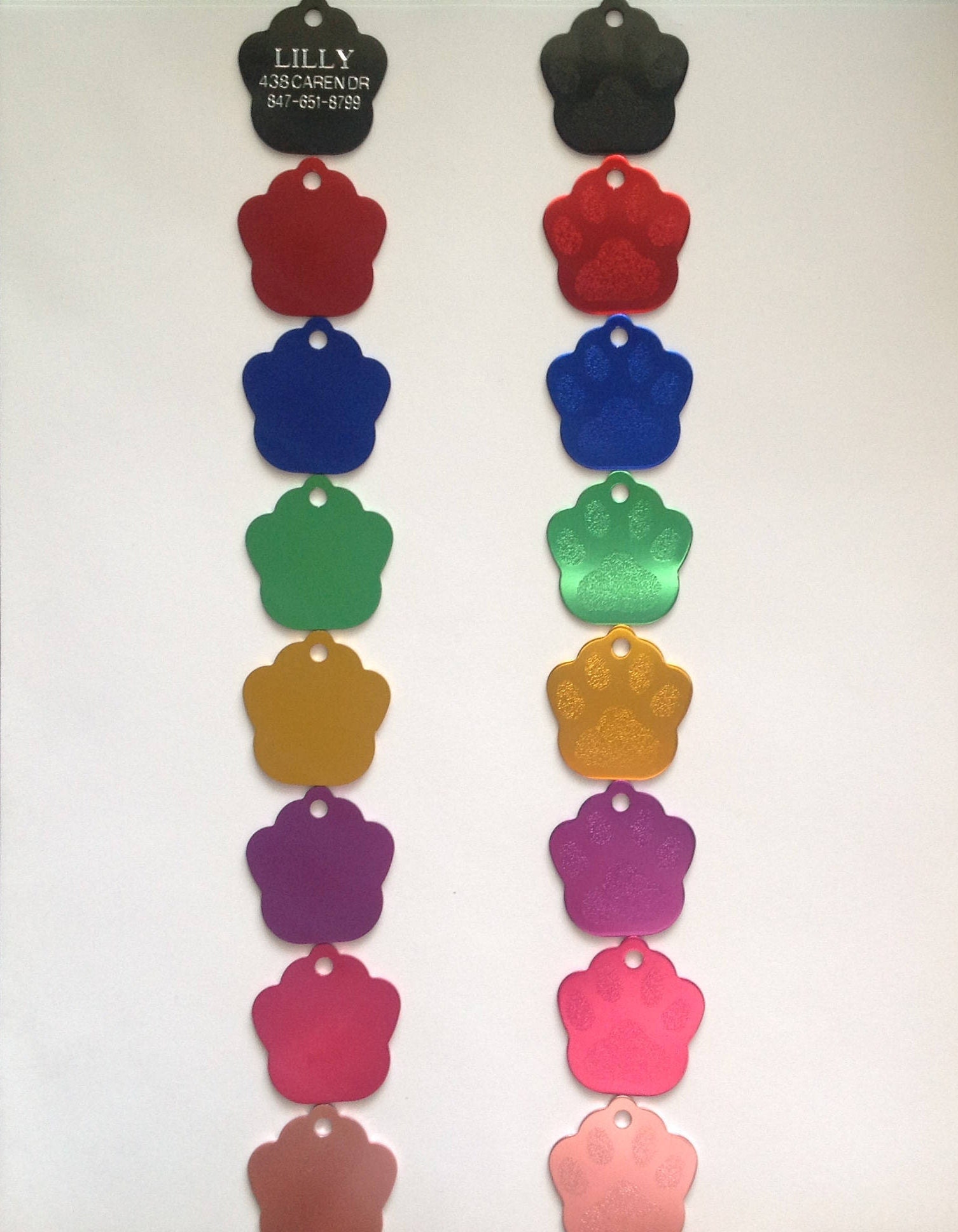 Custom Engraved Pet ID Tags for Dogs/Cats Paw Prints | Etsy