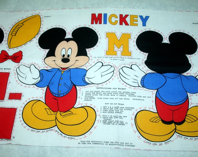 Peter Pan Fabrics Walt Disney Mickey Mouse Cut and Sew Panel for Making ...