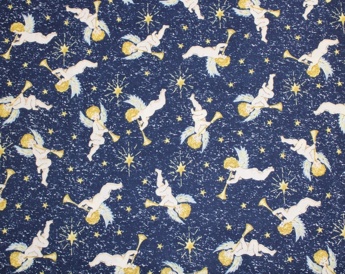 Angels and Star Print Fabric on a Blue Background Signature Classics by ...