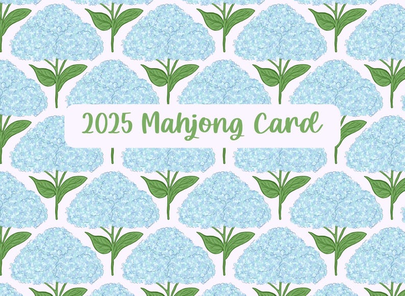 Mahjong Card Sticker—blue Hydrangeas - Etsy