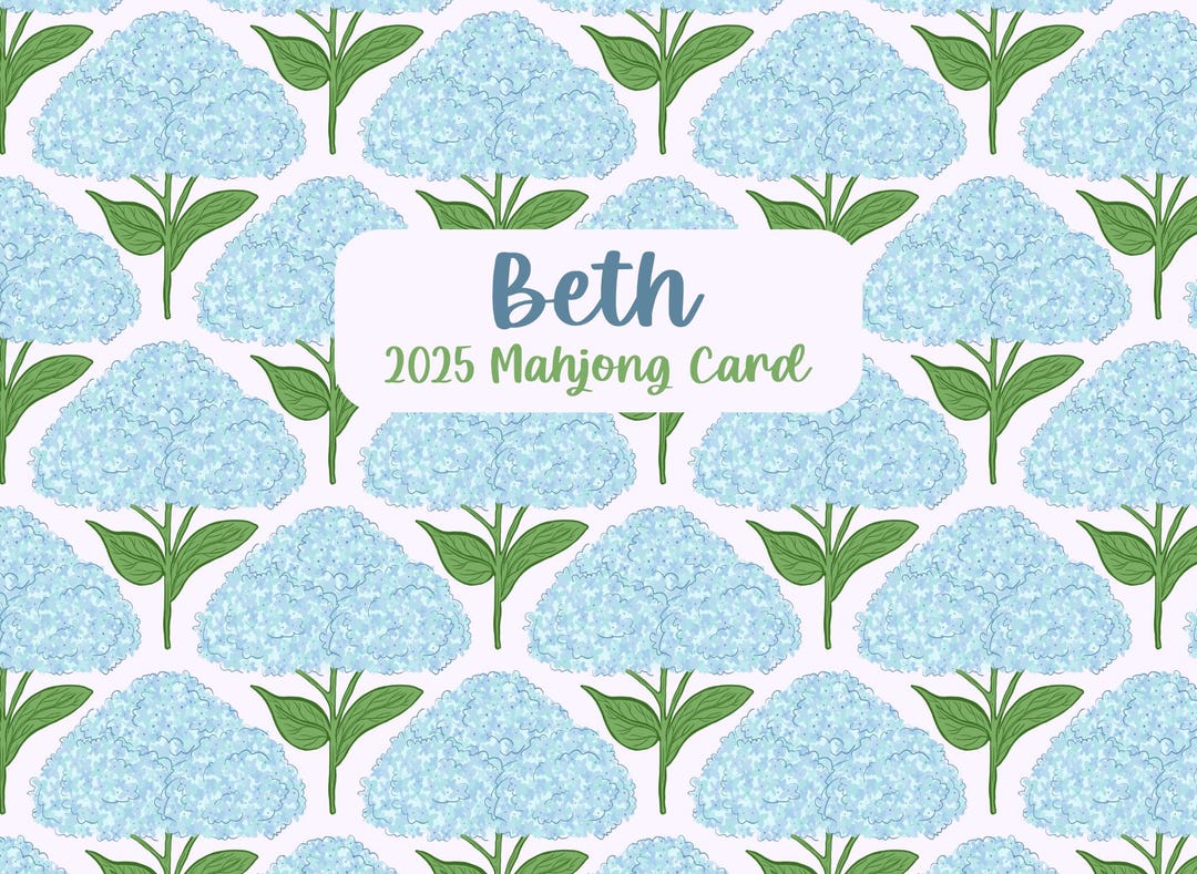 Mahjong Card Sticker—blue Hydrangeas - Etsy