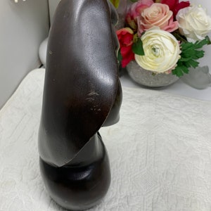 Carved Wood Female Figure Statue Bust, Organic Repose Art Deco Styling ...