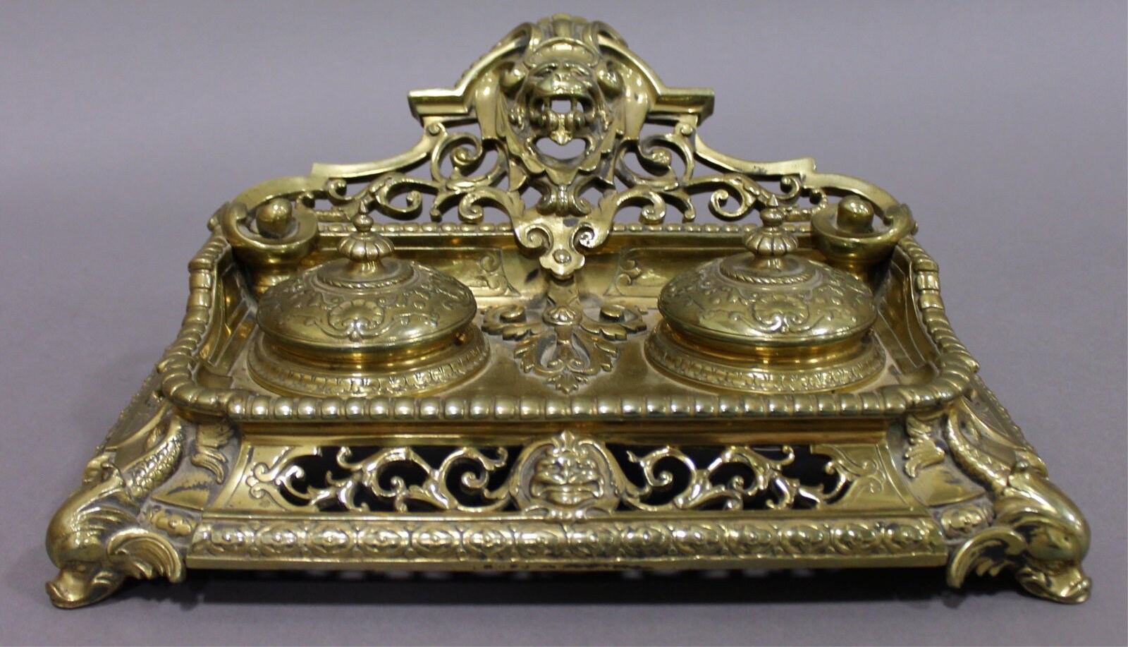 Ink Well Inkwell Signed Antique Victorian Solid Brass Ornate - Etsy