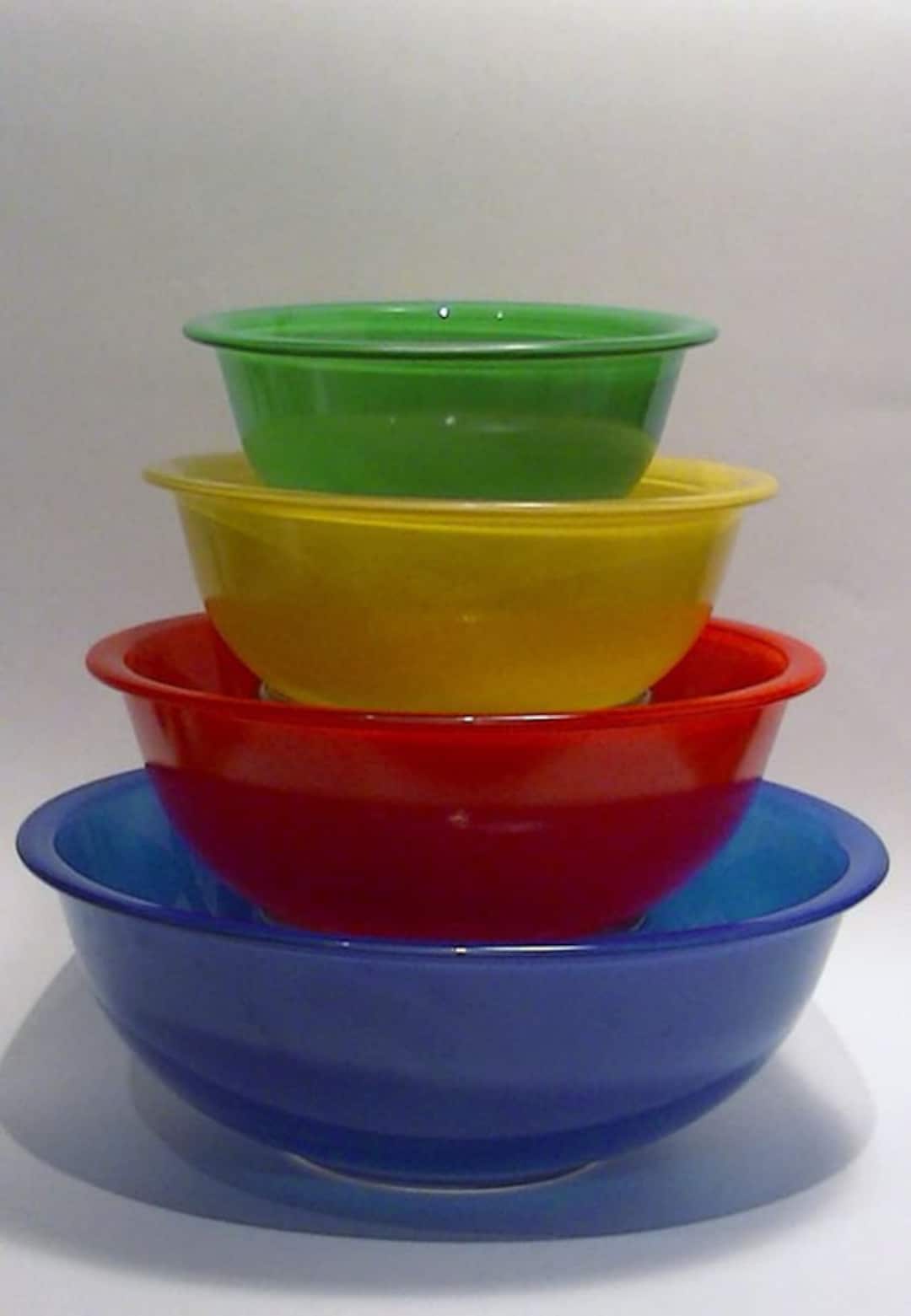 Vintage Pyrex Primary Colours Clear Bottom Nesting Bowls, Vintage Pyrex ...