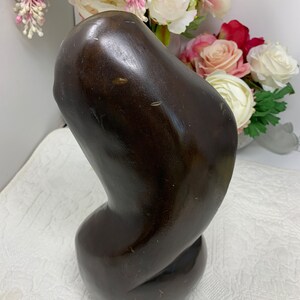 Carved Wood Female Figure Statue Bust, Organic Repose Art Deco Styling ...