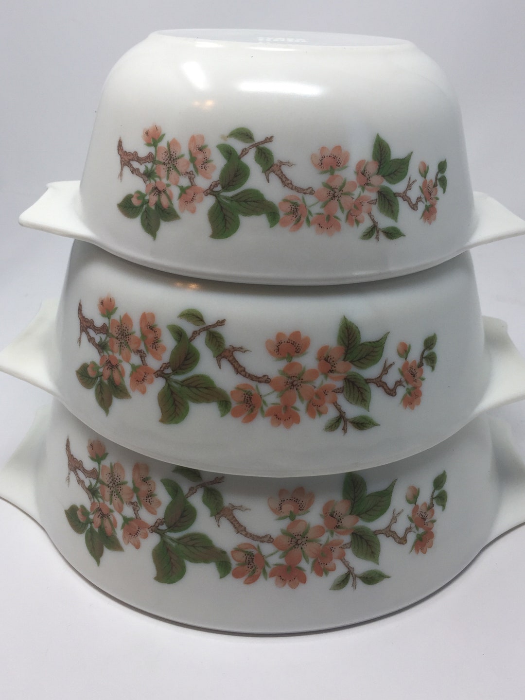 JAJ Pyrex England Lisa Cherry Blossom Pattern, Set of Three Graduated ...