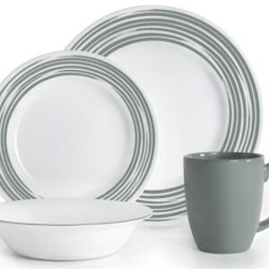 Corelle Boutique Brushed Silver, Silver Swoops White Ground, SOLD ...
