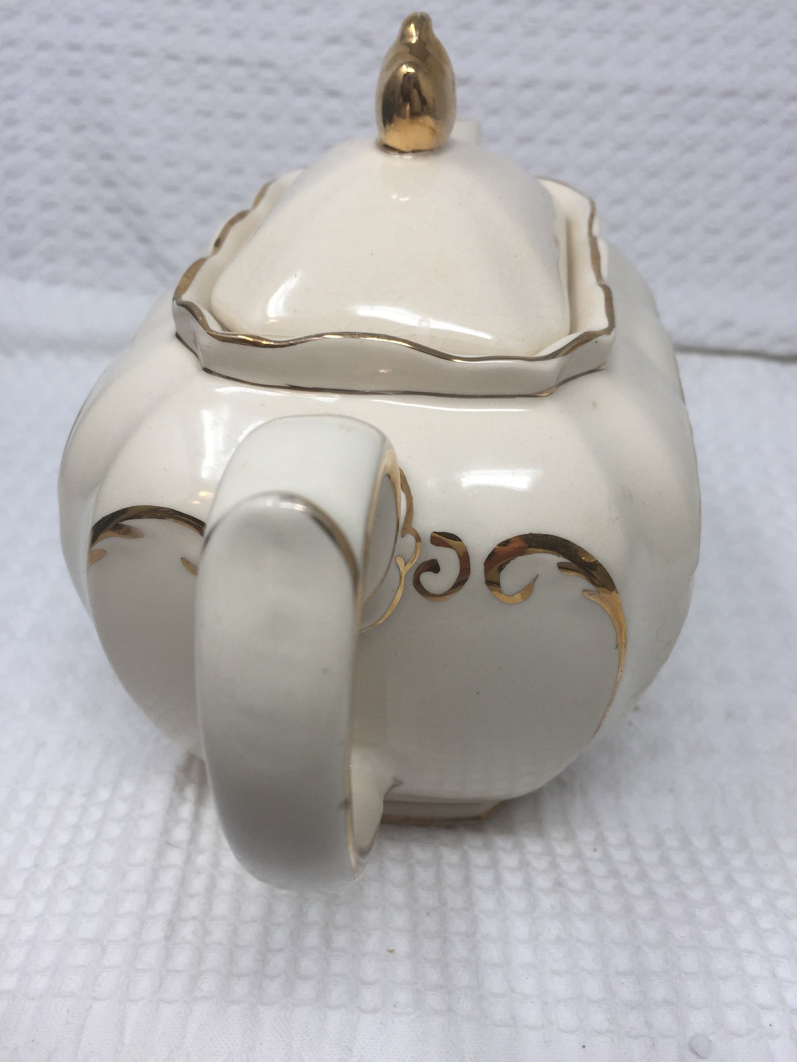 Cubed Teapot by Sadler Floral Spray Gold Gilding on Ivory - Etsy