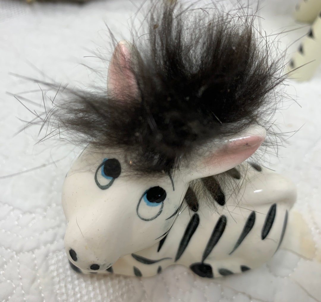 Vintage Big Eyed Zebra Punk Hair, Vintage Kitch Japan Ceramic Zebra ...
