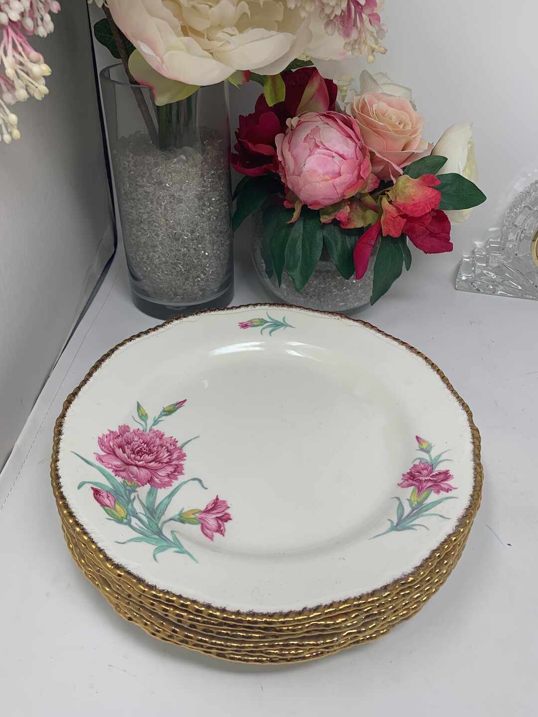 Six Woods Ivory Ware England Gilded Carnation Pattern Dinner - Etsy