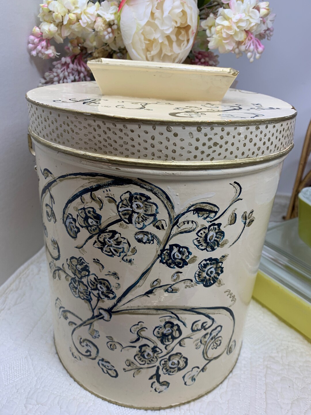 Hand Painted Ballot Box Can Bucket With Slot and Latch Lock, Display or ...