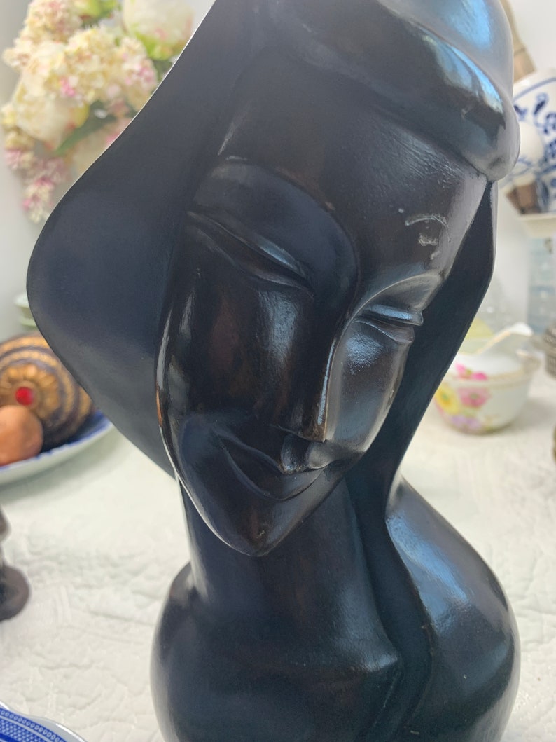 Carved Wood Female Figure Statue Bust Organic Repose Art Deco - Etsy