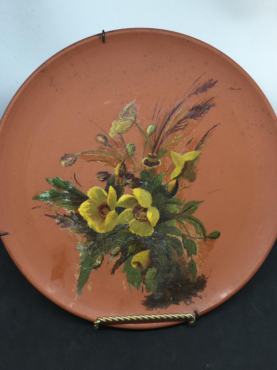 Hand-painted Earthenware, Terracottawall Hanging Plate With Floral ...