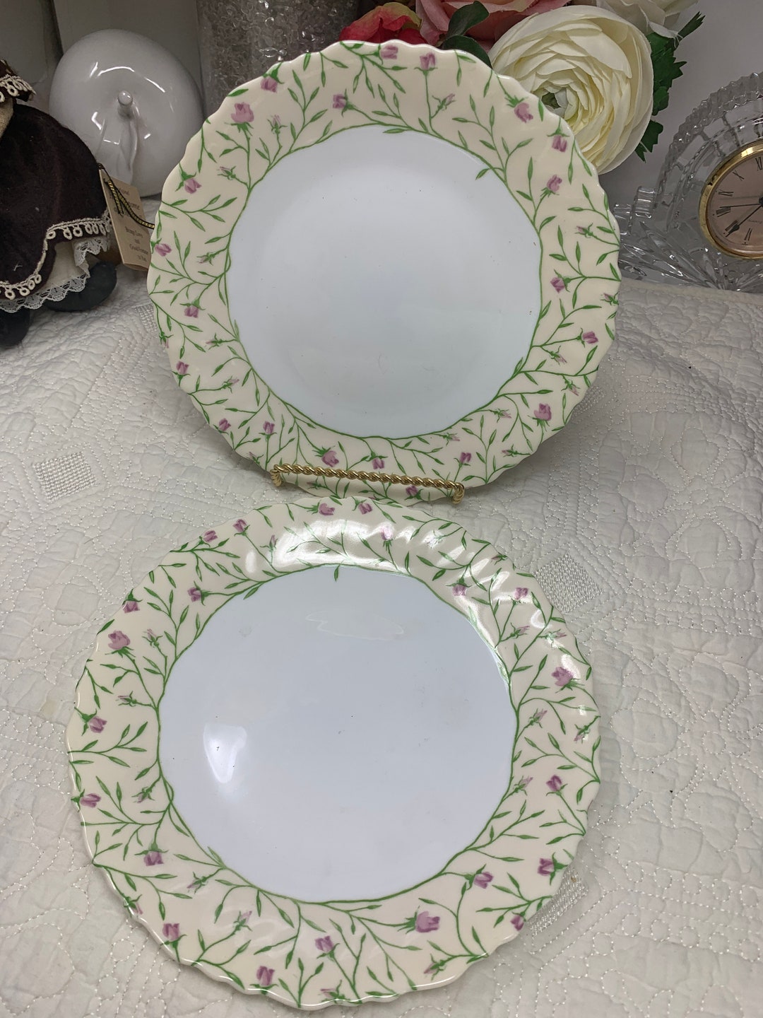 Pair of Luminarc Opaline Glass Plates, Appetizer Side Bread and Butter ...