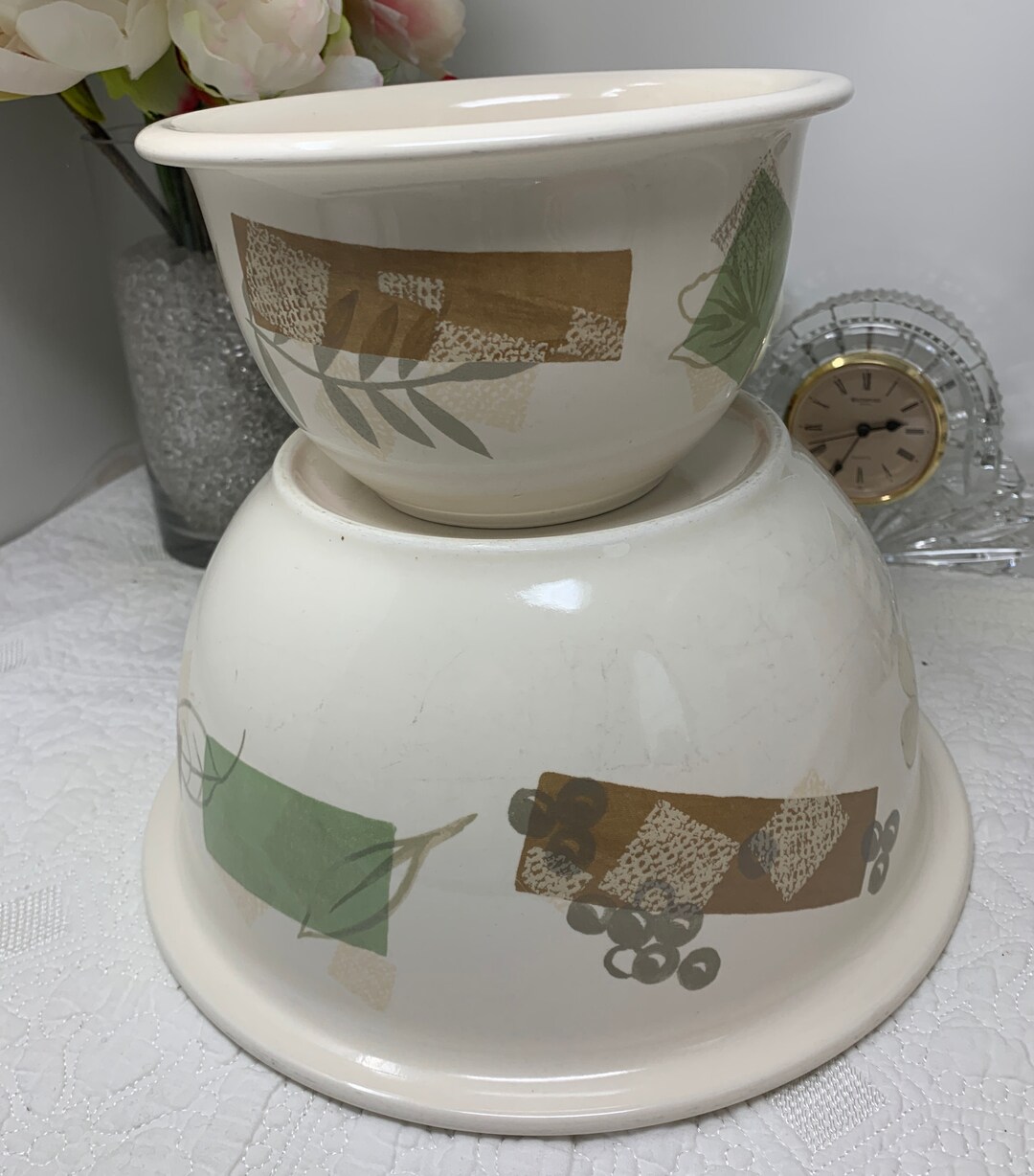Corelle Coordinates Textured Leaves Stacking Nesting Mixing Stoneware ...