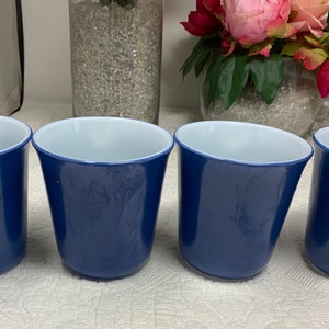 4 Pyrex Indigo Solid Blue Milk Glass Mugs, Set of Four Pyrex Blue Mugs ...